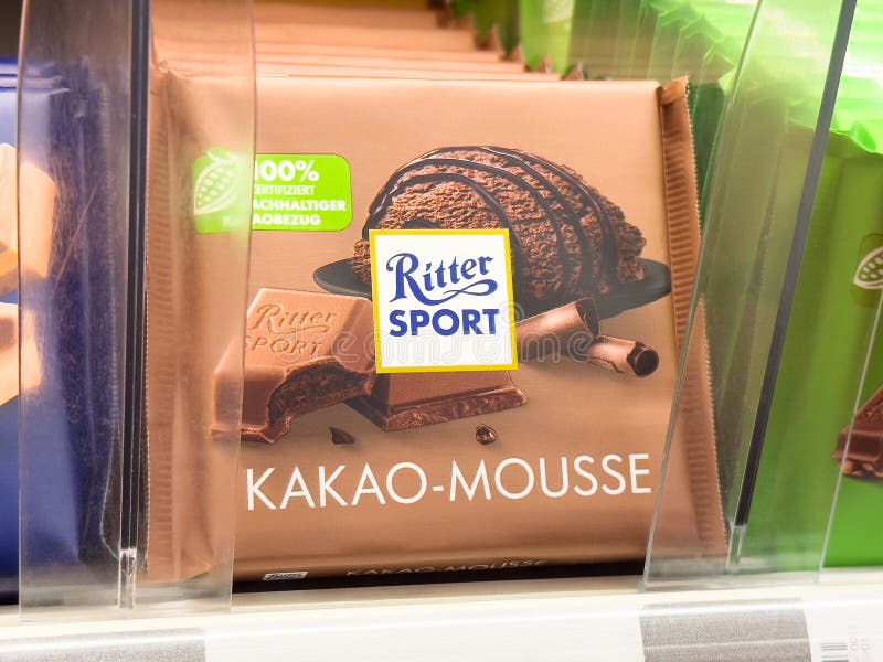 Ritter Sport Kakao-mousse Chocolate Bar on Display in Store Shelf ...