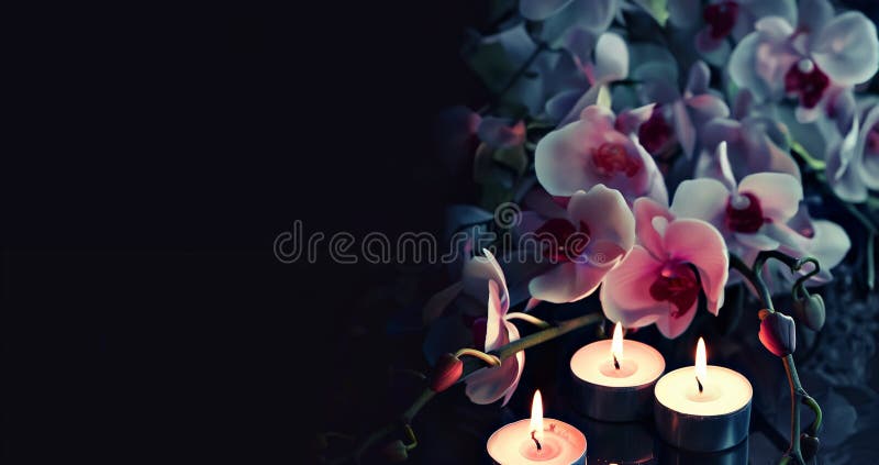 Ritual Agency Banner Displaying Lit Candles Stock Image - Image of ...