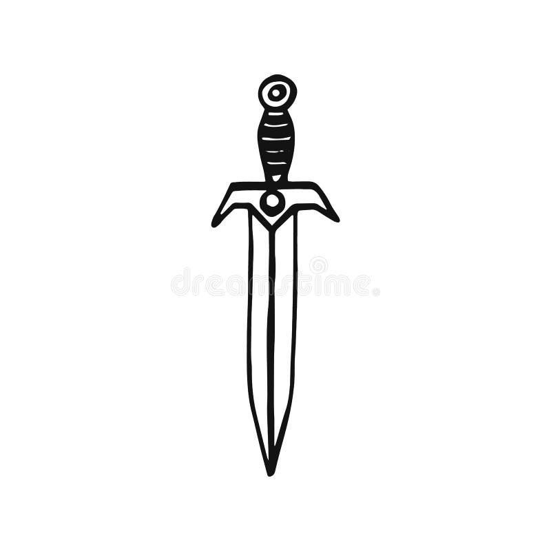 Ritual Dagger. Sharp Blade with Skull. Contour Stock Vector ...