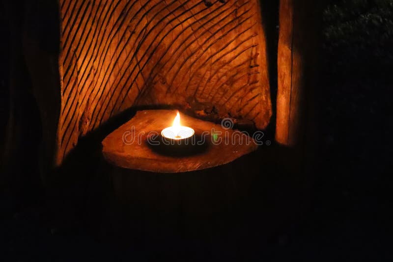 Ritual Place at Night with a Candle Stock Image - Image of night, mood ...