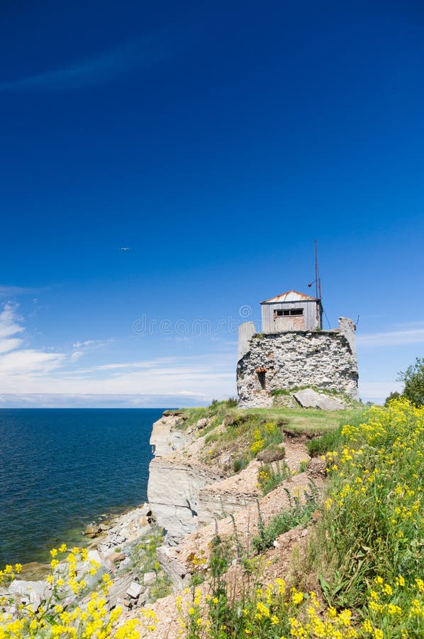 Riuned Building of Old Pakri Lighthouse at Breakage Stock Image - Image ...