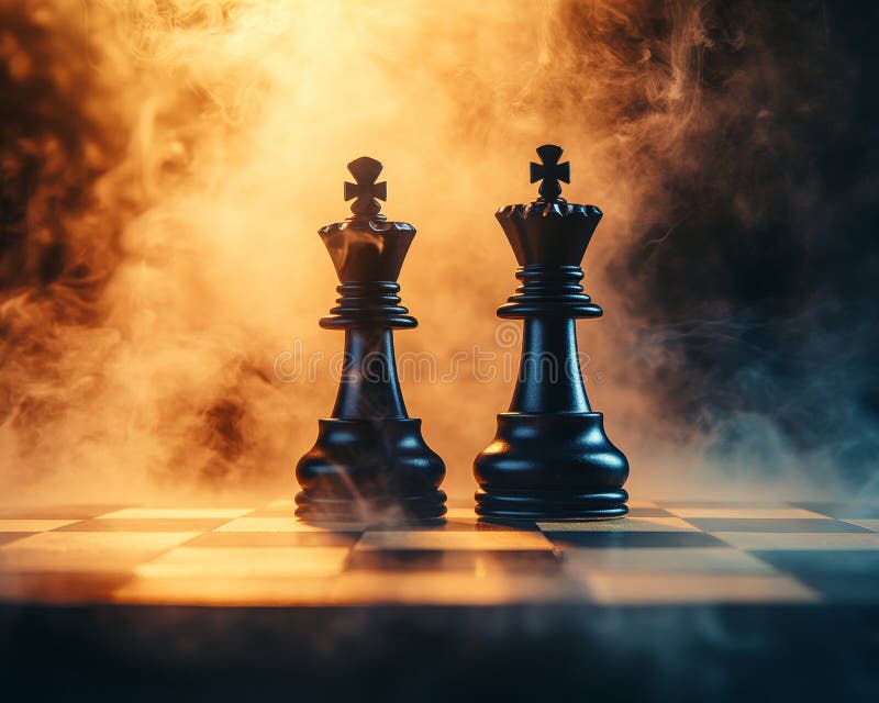 Rival Chess Players Confront Each Other in a Tense Smoke Filled ...