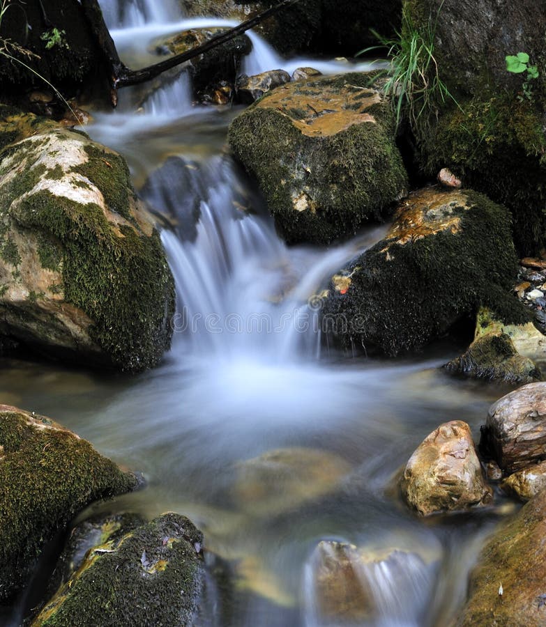 Small Waterfall and a Pair of River Rocks Stock Image - Image of rivers ...