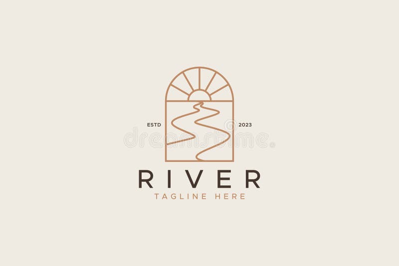 Abstract River and Sunset Boho Style Linear Logo Stock Vector ...