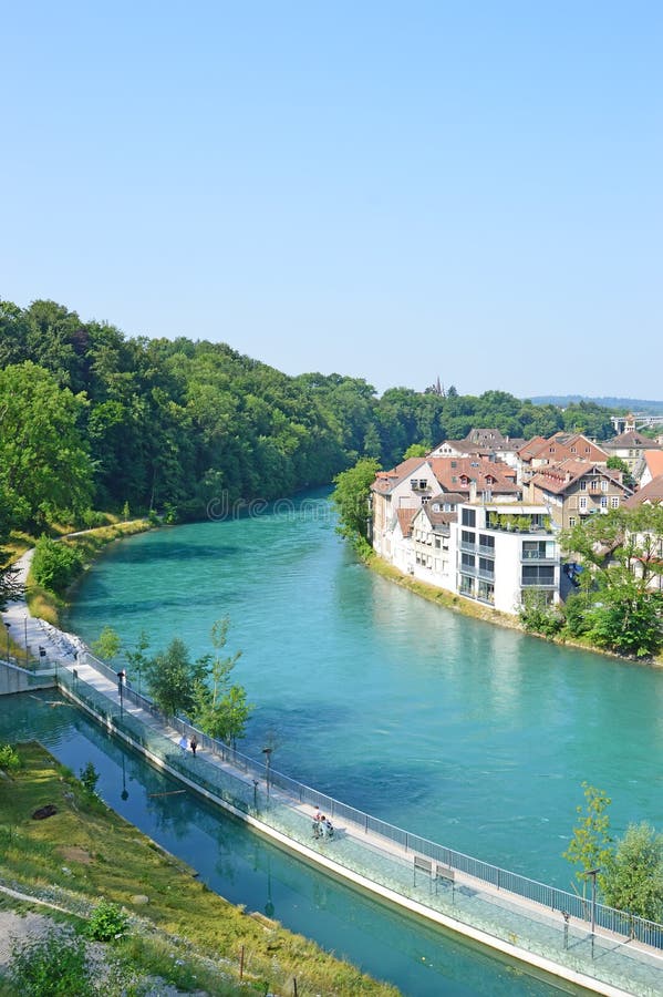 River Aare, Bern, Switzerland Stock Image - Image of building, tree ...