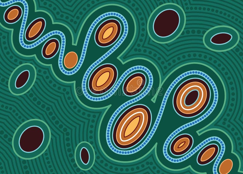 River, Aboriginal Art Vector Painting Stock Vector - Illustration of ...