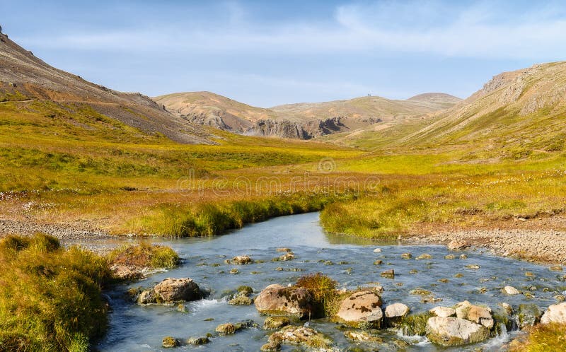 River Across Reykjadalur Hot Spring Area, Iceland Stock Image - Image ...