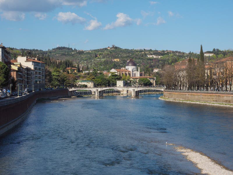 River Adige in Verona stock photo. Image of landscape - 143239126