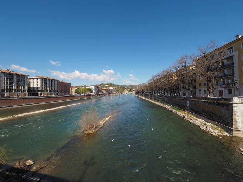 River Adige in Verona stock photo. Image of italian - 143699914
