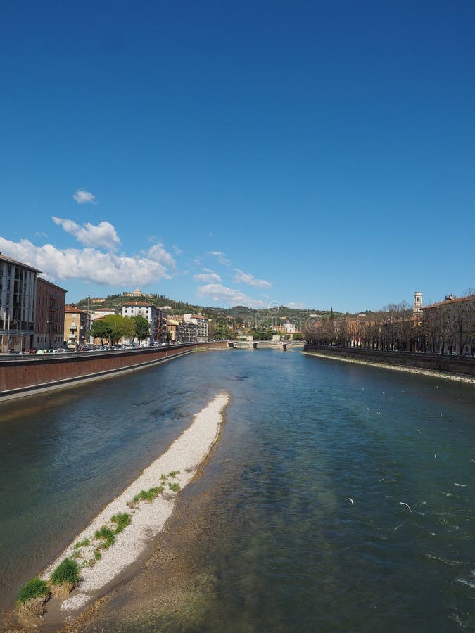 River Adige in Verona stock photo. Image of panorama - 143388622