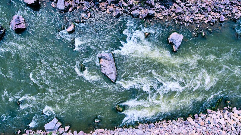 River Aerial Looking Down on Rapids and Rocks Stock Photo - Image of ...