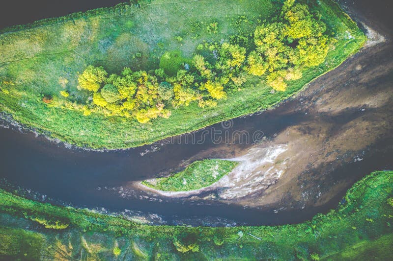 River aerial top view stock image. Image of land, landscape - 169388807