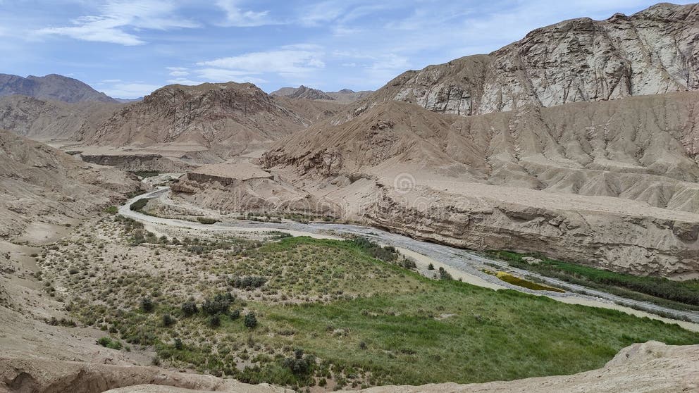 River in Altun Mountain, Green Oasis Stock Image - Image of river ...