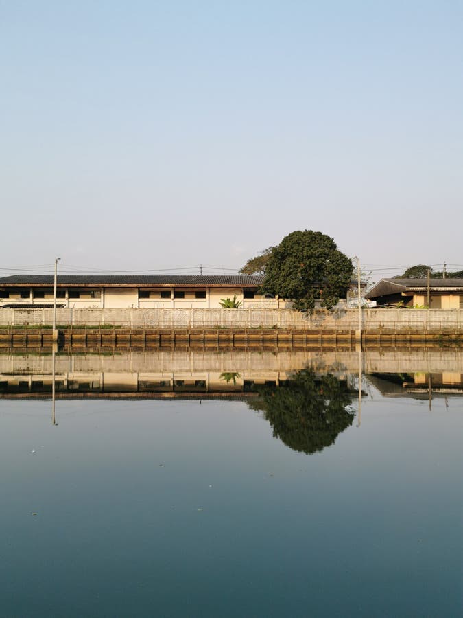 River Architect Background Tree Wall Roof Building Stock Photo - Image ...