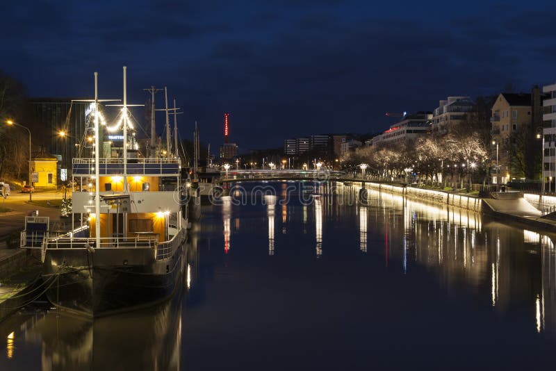 River Aura in Turku editorial photo. Image of building - 54221531