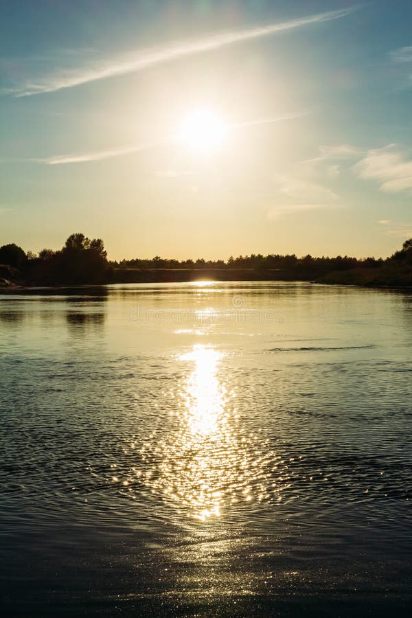 The River on a Background Summer Sunset Stock Image - Image of spring ...
