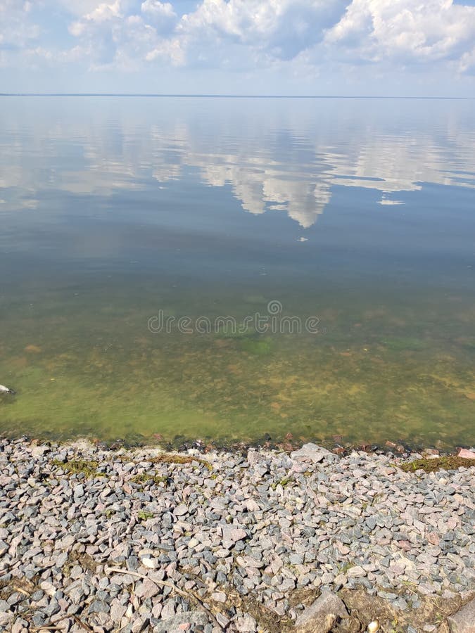 River Bank with Beautiful Blue Sky and Clouds Stock Photo - Image of ...