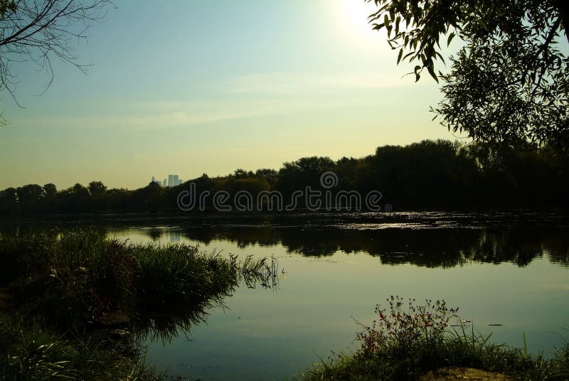 River Bank Early in the Morning Stock Photo - Image of illuminated ...