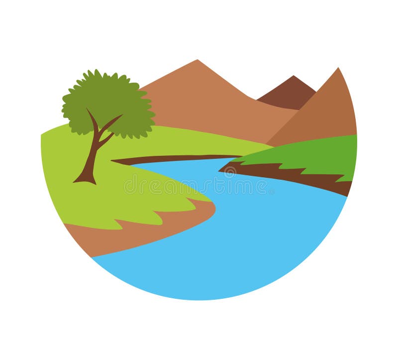 River bank landscape stock illustration. Illustration of grass - 370010163