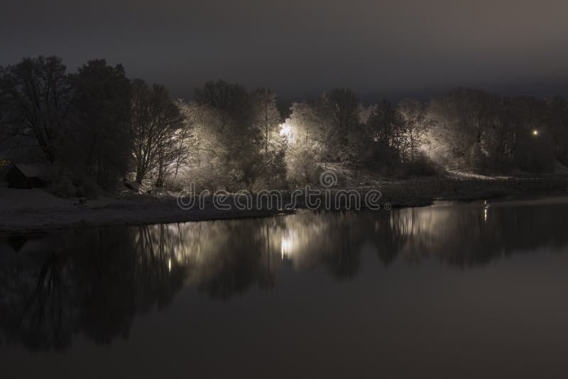 River bank at night stock photo. Image of bank, covered - 66847182