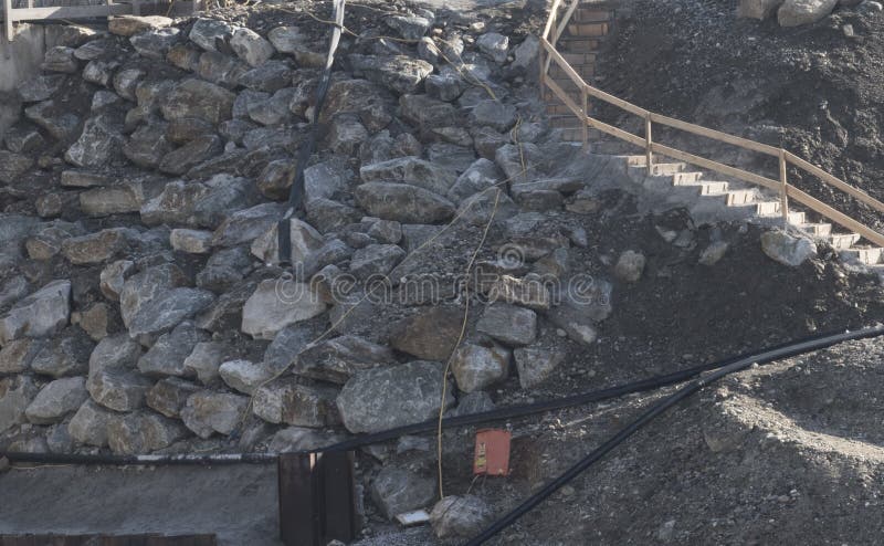 River Bank Protection and Dam Construction Stock Image - Image of ...