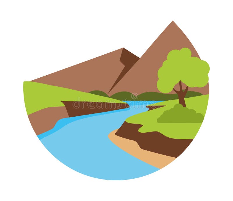 River bank scenery stock vector. Illustration of peaceful - 370010259