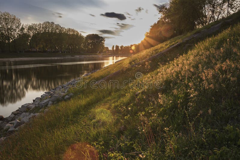 River Bank At Sunset Picture. Image: 90660748