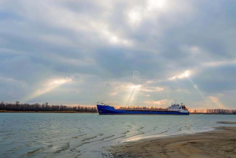 River barge on water stock photo. Image of freight, beautiful - 98932096