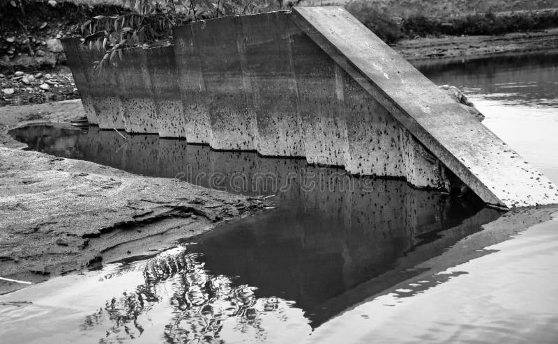 River Barrier Black and White Stock Image - Image of line, scenic: 94489923