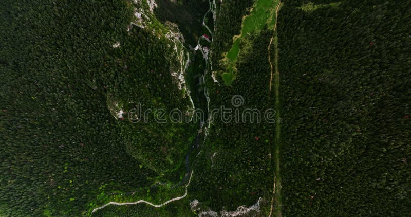 River Basin Surrounded by High Cliffs Covered in an Evergreen Forest ...