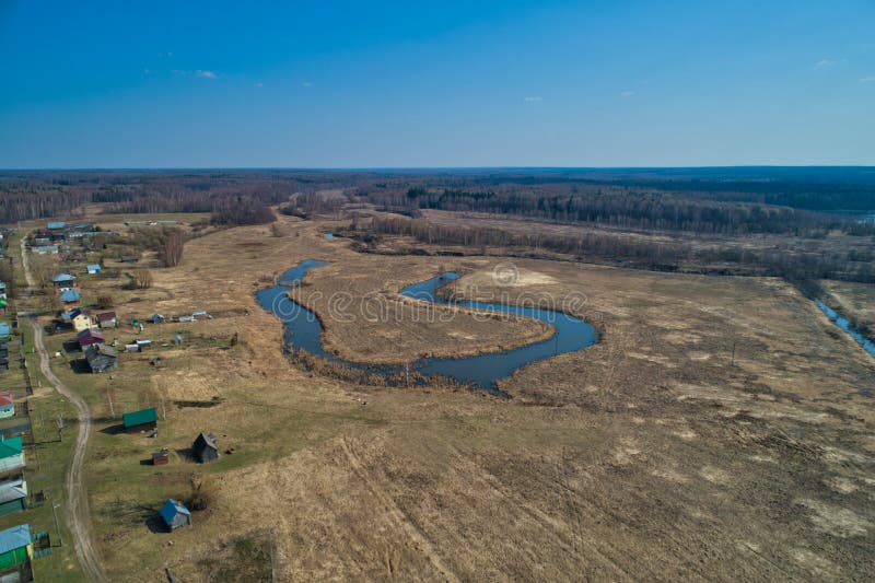 River Bend in the Shape of a Horseshoe. Stock Image - Image of clean ...