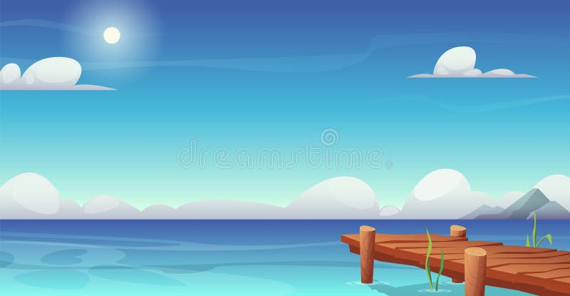 River Berth. Horizontal Background of River Beautiful Landscape Stock ...