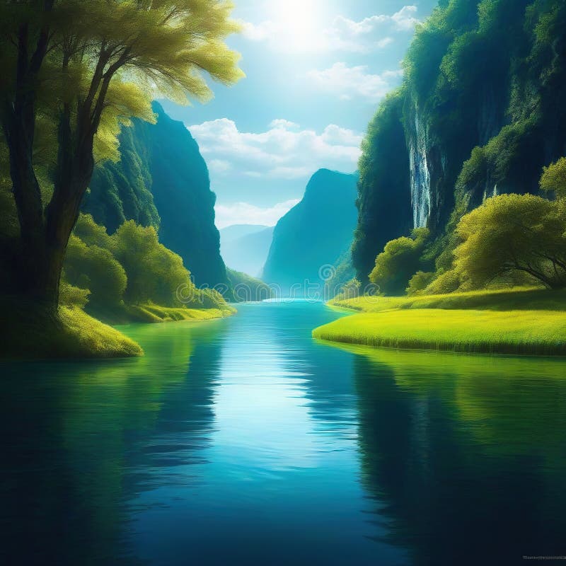 The River with the Bizarre Landscape Conceptual Visual Art Natural ...