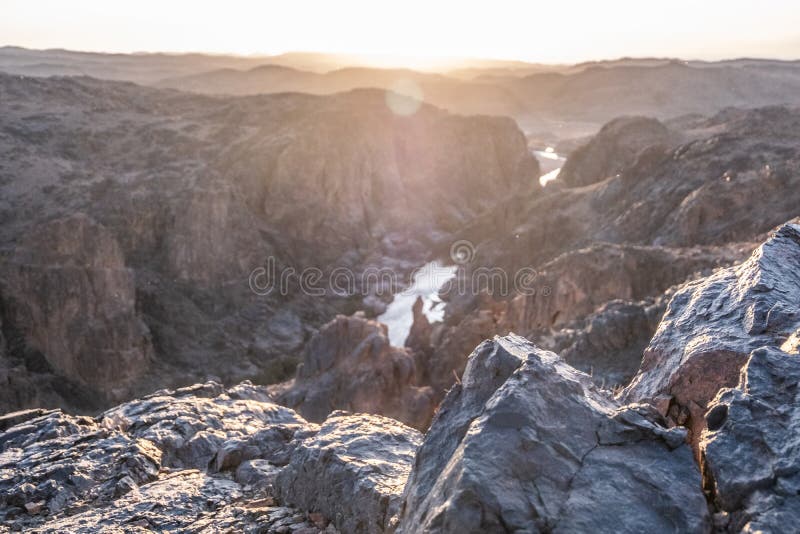 River in the Black Rocky Atlas Mountains in Morocco. Stock Photo ...