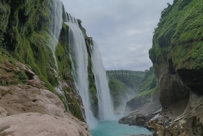 Tamul Waterfall on Tampaon River, Huasteca Potosina, Mexico Stock Photo ...