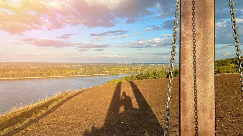 A River with Blue Water, Large Trees and Plants Around and Shadow of ...