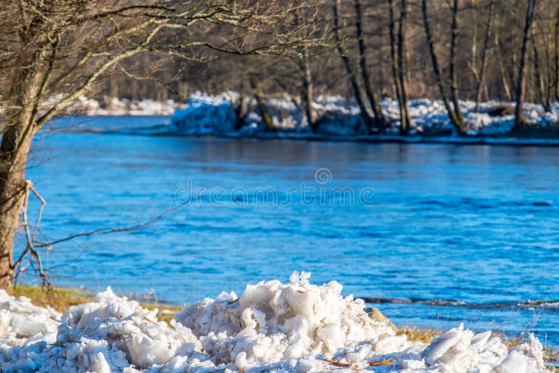 Early Spring in Lithuania, Neris River Flowing Stock Image - Image of ...