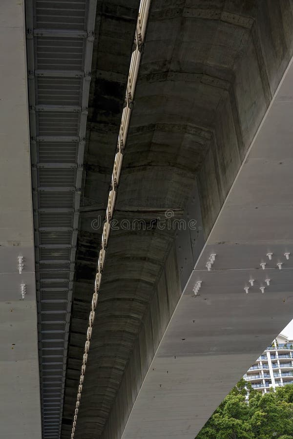 River Boat Cruise Under Concrete Steel Bridge Span Stock Image - Image ...