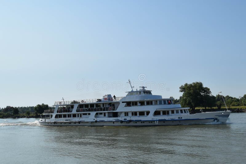 River Boat Transporting Passenger on Danube River between Tulcea and ...
