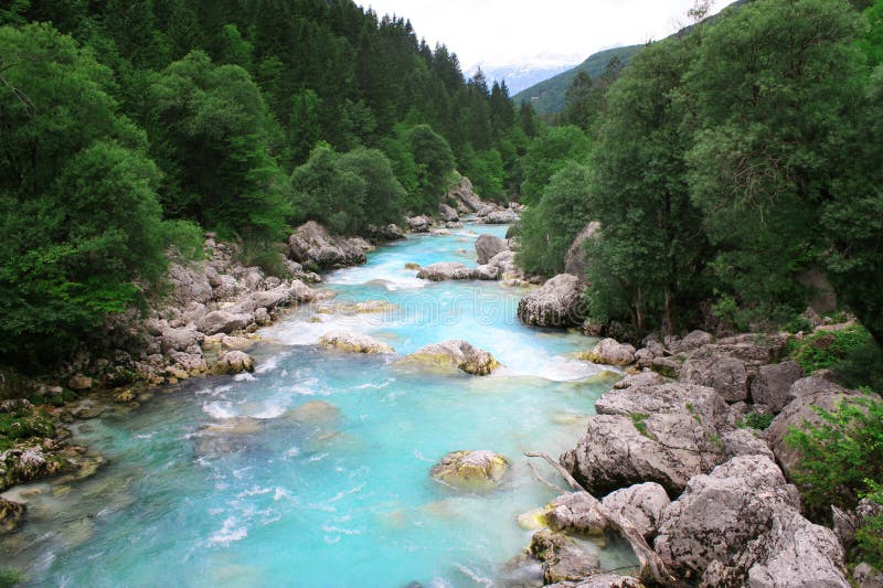 Soča River In Bovec, Slovenia. Stock Image - Image of valley, slovenia ...