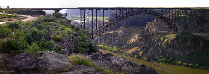 River and Bridge in Canyon Gorge Valley Stock Image - Image of ...
