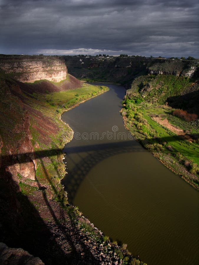 River and Bridge in Canyon Gorge Valley Stock Photo - Image of ...