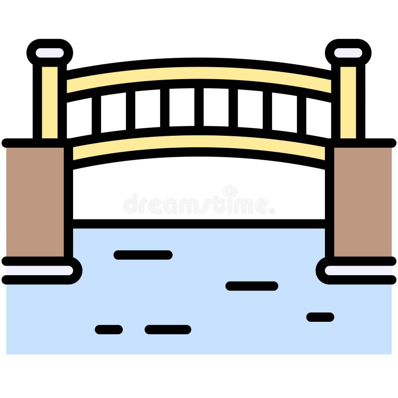 River Bridge Icon, Winter City Related Vector Stock Vector ...