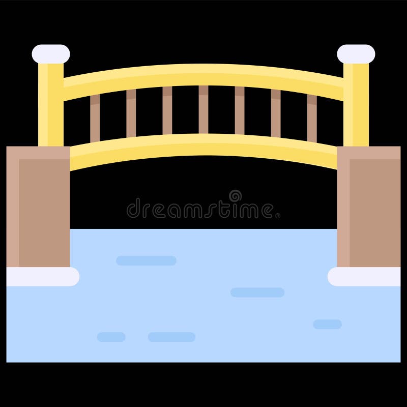 River Bridge Icon, Winter City Related Vector Stock Vector ...