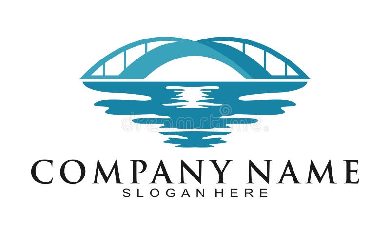 River Bridge Illustration Vector Logo Stock Vector - Illustration of ...