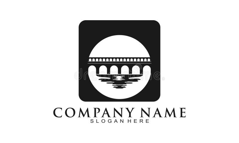 River Bridge Illustration Vector Logo Stock Vector - Illustration of ...