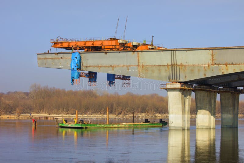 River Bridge Under Construction Stock Photo - Image of bridging ...