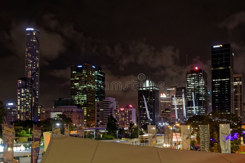 River Brisbane Waterfront at Night, 2016 Editorial Photo - Image of ...