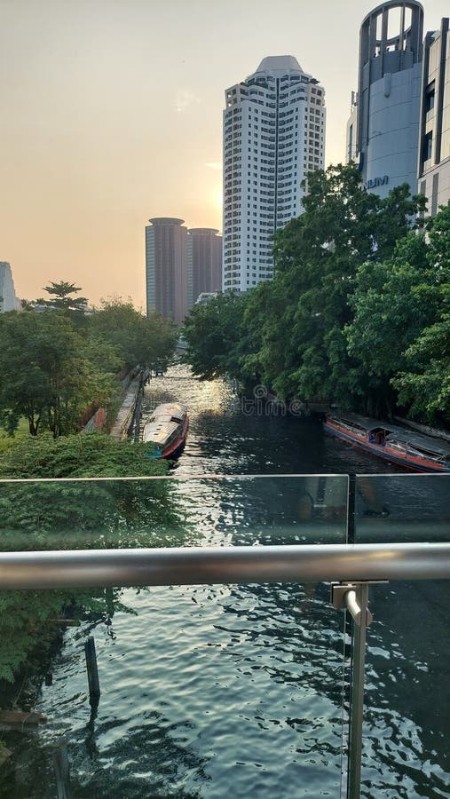 River Building Relax Boat Water Evening Trip Vacation Stock Image ...
