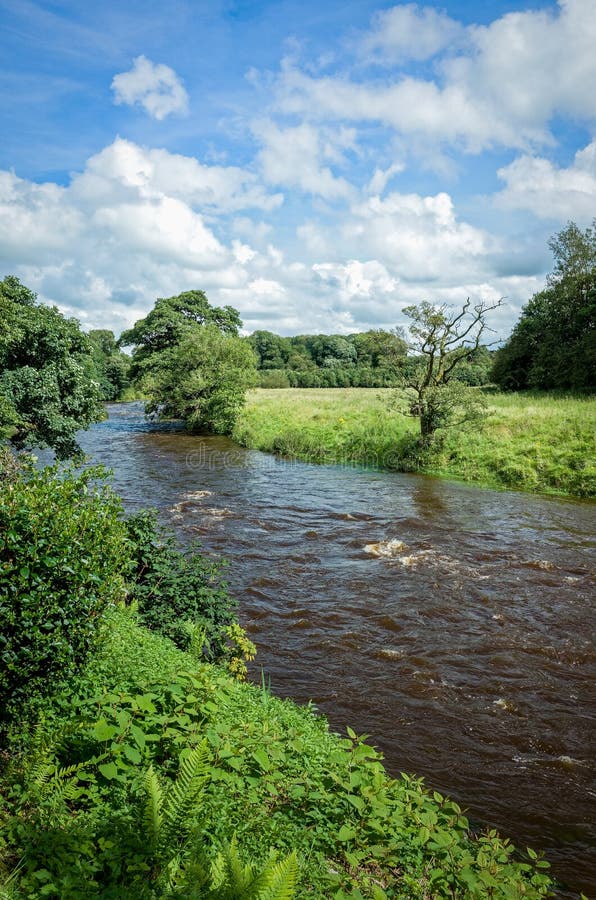 The River Calder from the Bridge Across it in Padiham Town Centre ...